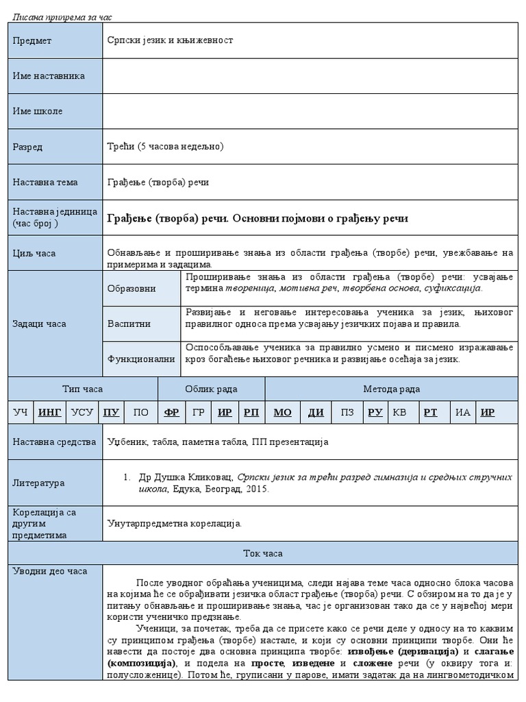 11.tvorba Reci Osn. Pojm. Izv. | PDF