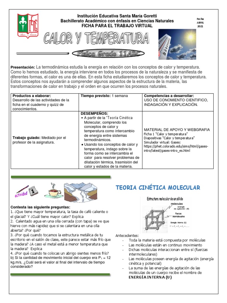 Fichas De Temperatura 2do Grado