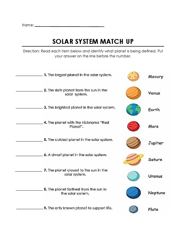Solar System Match Up | PDF