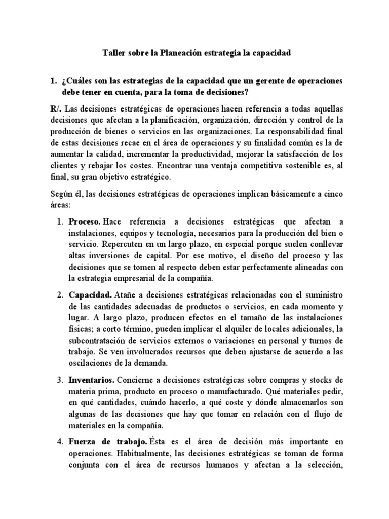 Estrategias clave para optimizar la capacidad operativa | PDF | Calidad ...