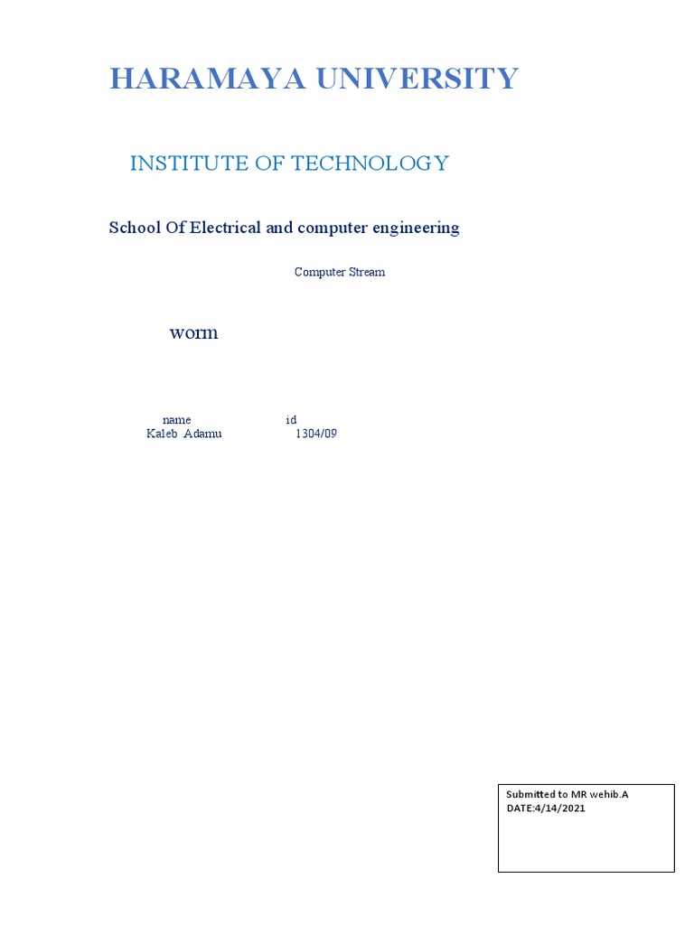 Haramaya University: Institute of Technology | PDF | Malware | Computer Law