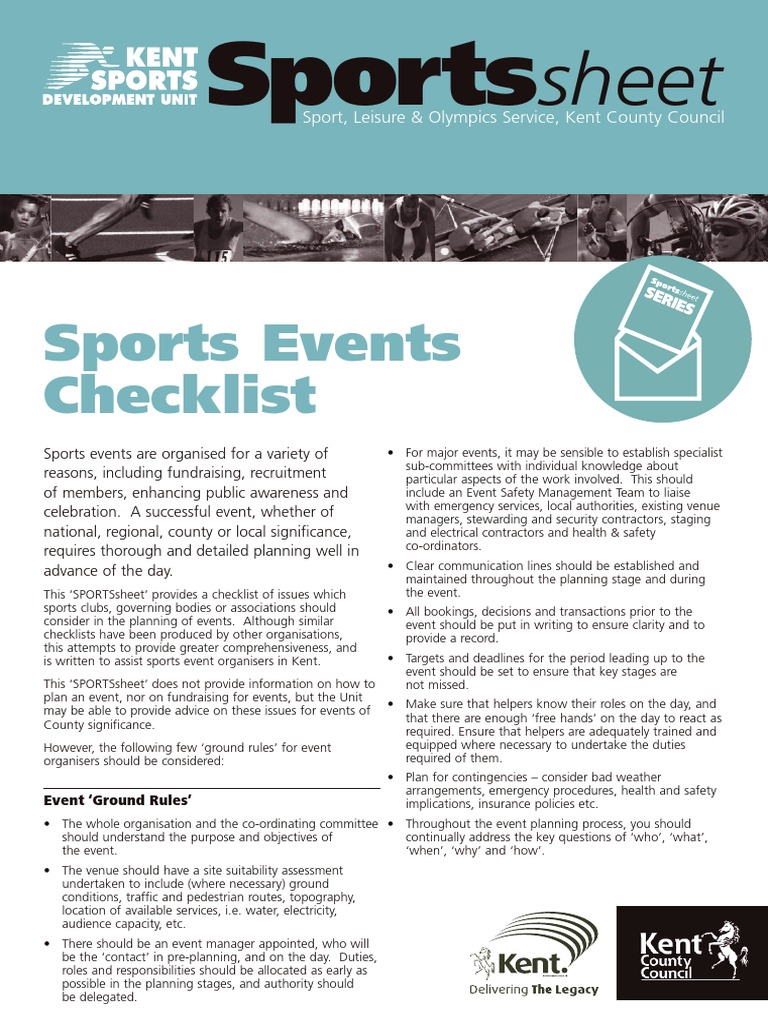 Sports Events Checklist | PDF | Recycling | Reuse