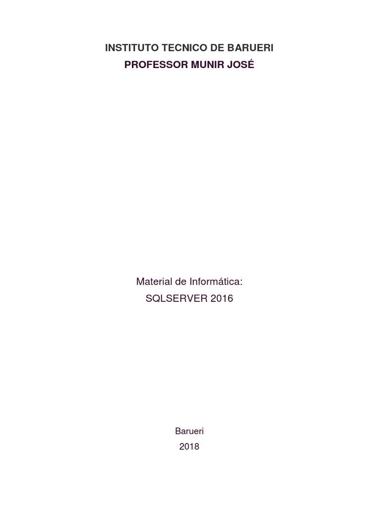 Apostila de SQLServer | Download grátis PDF | Microsoft SQL Server | Tabela (banco de dados)