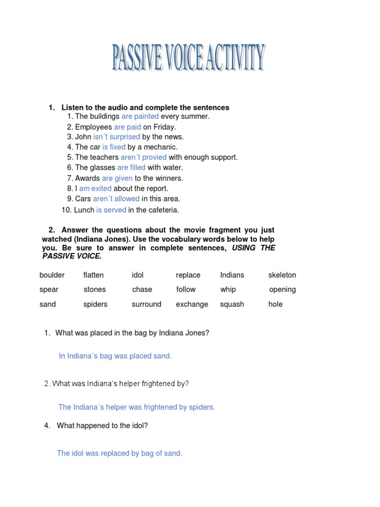 Activity PASSIVE VOICE ENGLISH III | PDF
