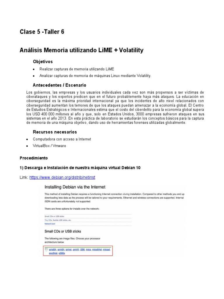 Taller 6 - Análisis de Memoria Con LiME y Volatility | PDF | La seguridad informática | Seguridad