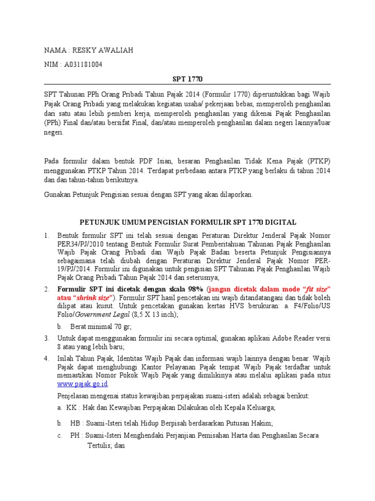 RMK SPT 1770 | PDF | Pengelolaan Keuangan & Uang | Bisnis