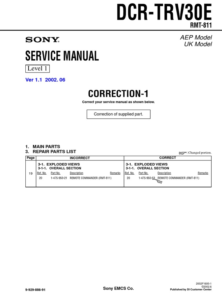 Service Manual: Correction-1 | PDF | Technology & Engineering