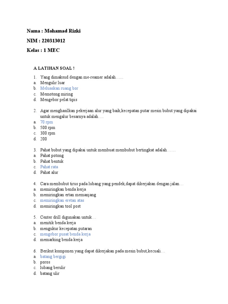 1MEC TU2 BU-K5 - 220313012 - MohamadRizki | PDF