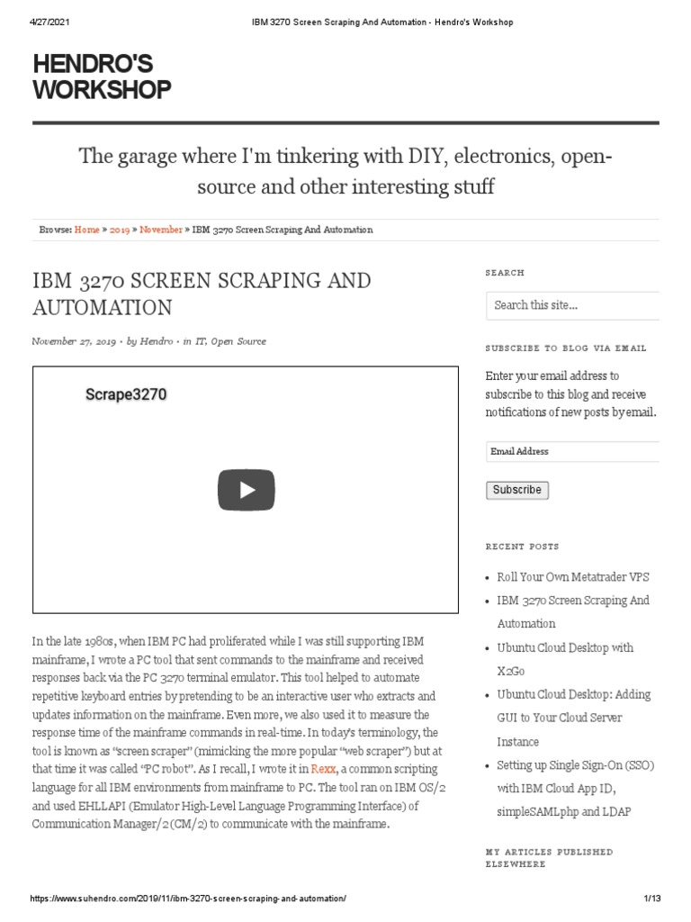 IBM 3270 Screen Scraping and Automation - Hendro's Workshop | PDF ...
