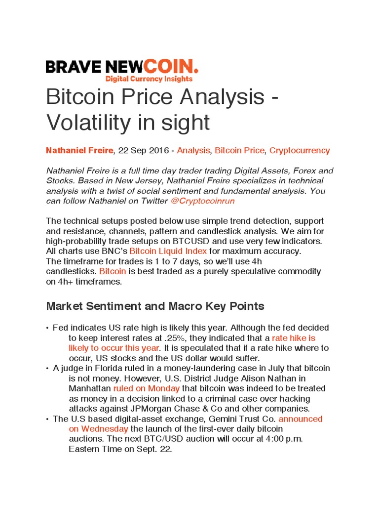 Bitcoin Price Analysis | PDF | Bitcoin | Technical Analysis