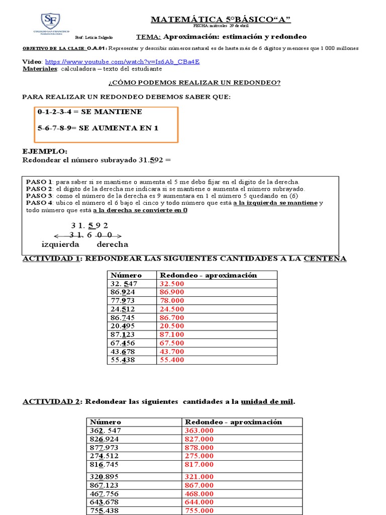 Hojas De Trabajo Para Redondear A Decenas Y Centenas
