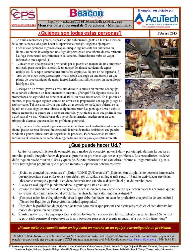 02 Process Safety Beacon - February 2015 - Spanish | PDF | Tanques ...