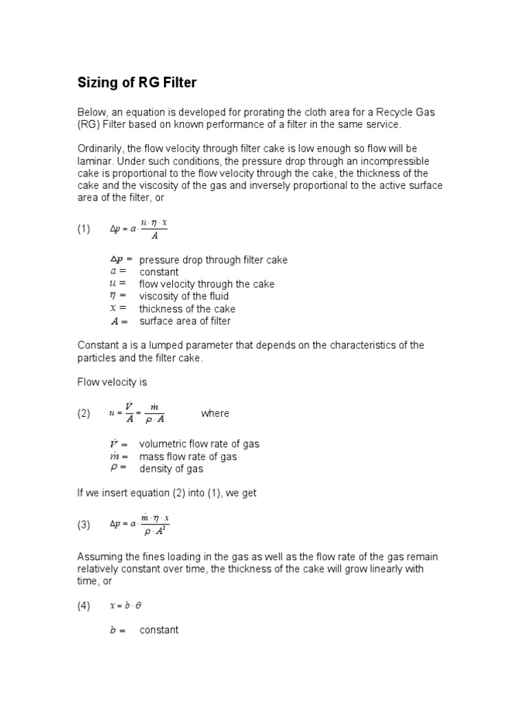 Sizing of RG Filter | PDF | Fluid Dynamics | Flow Measurement
