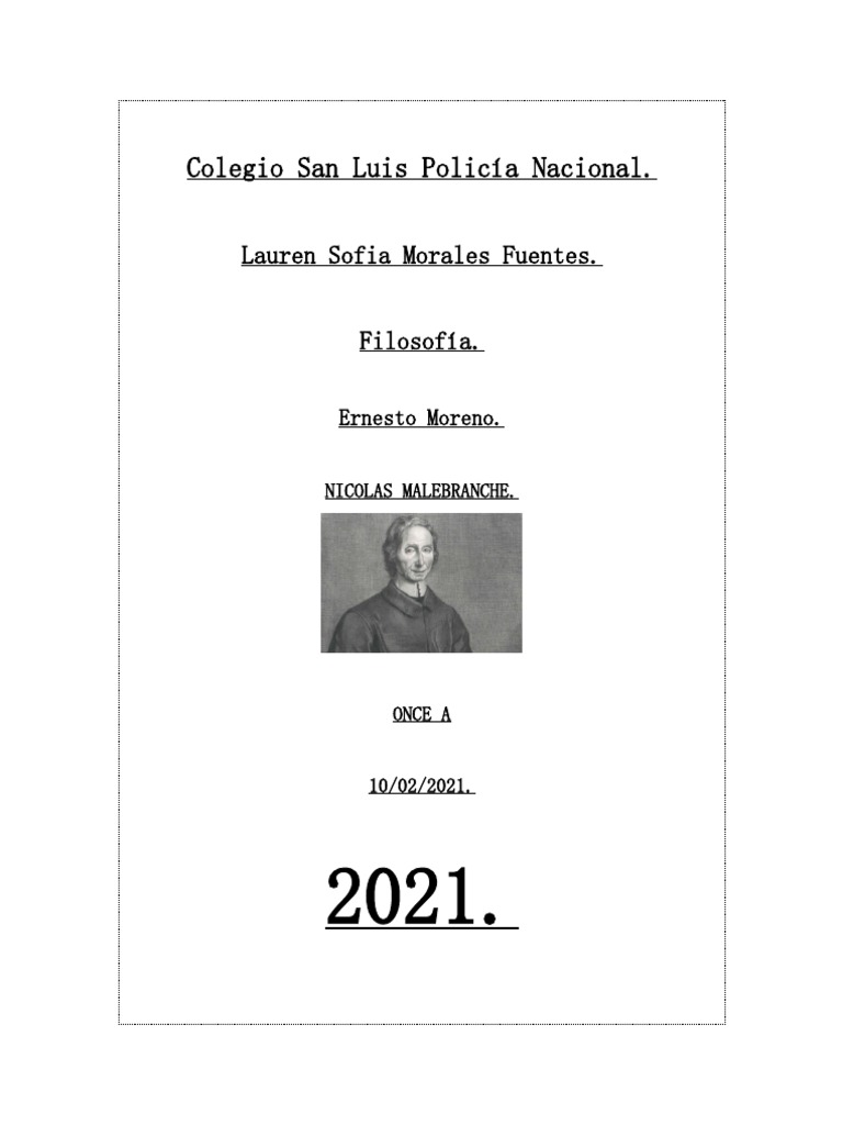 Nicolas Melebranche. | PDF | Teorías filosóficas | Epistemología