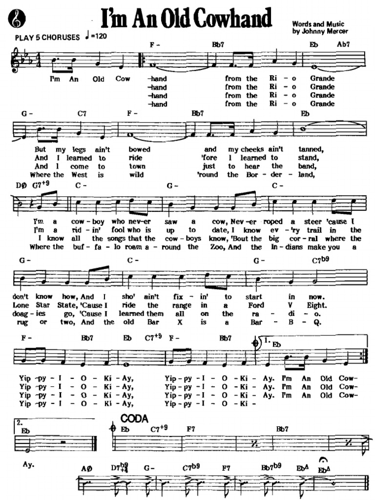 I'm An Old Cowhand | PDF