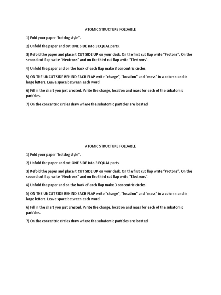 Atomic Structure Foldable | PDF | Young Adult | Science & Mathematics