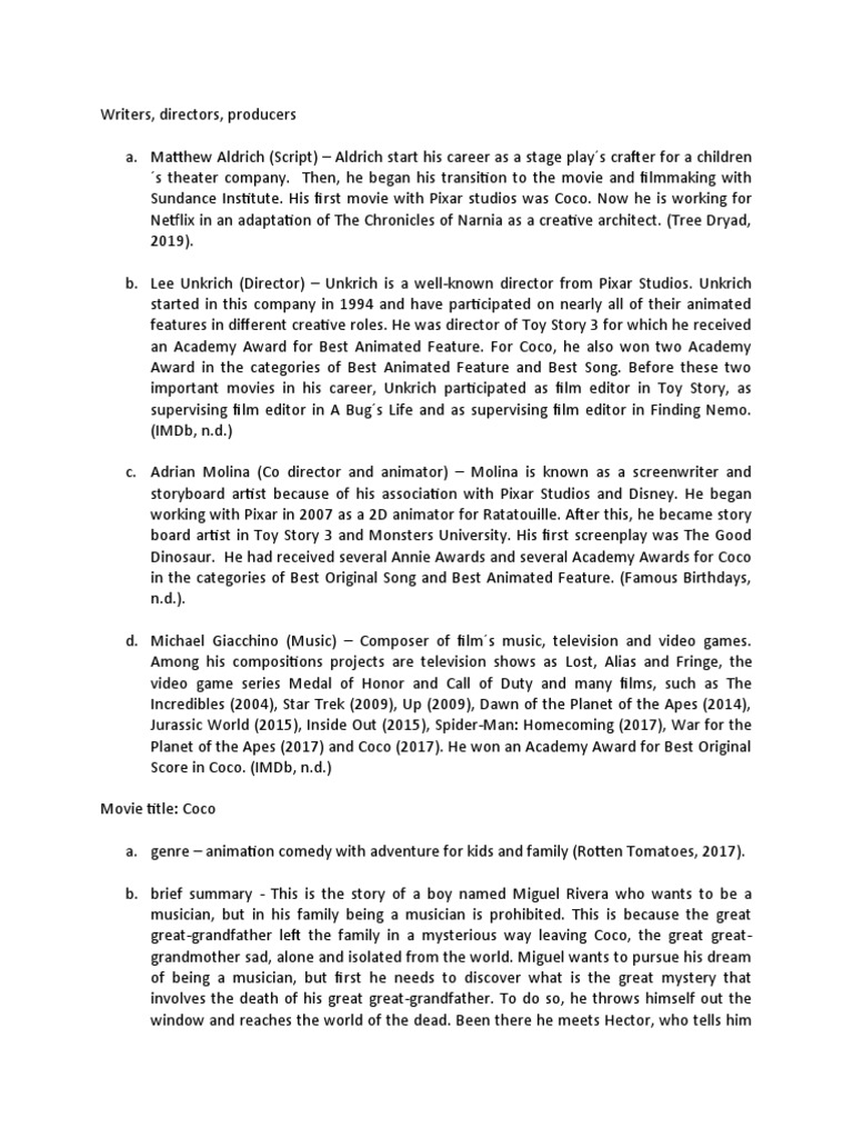 Analisis Pelicula Coco | PDF | Pixar | Animation