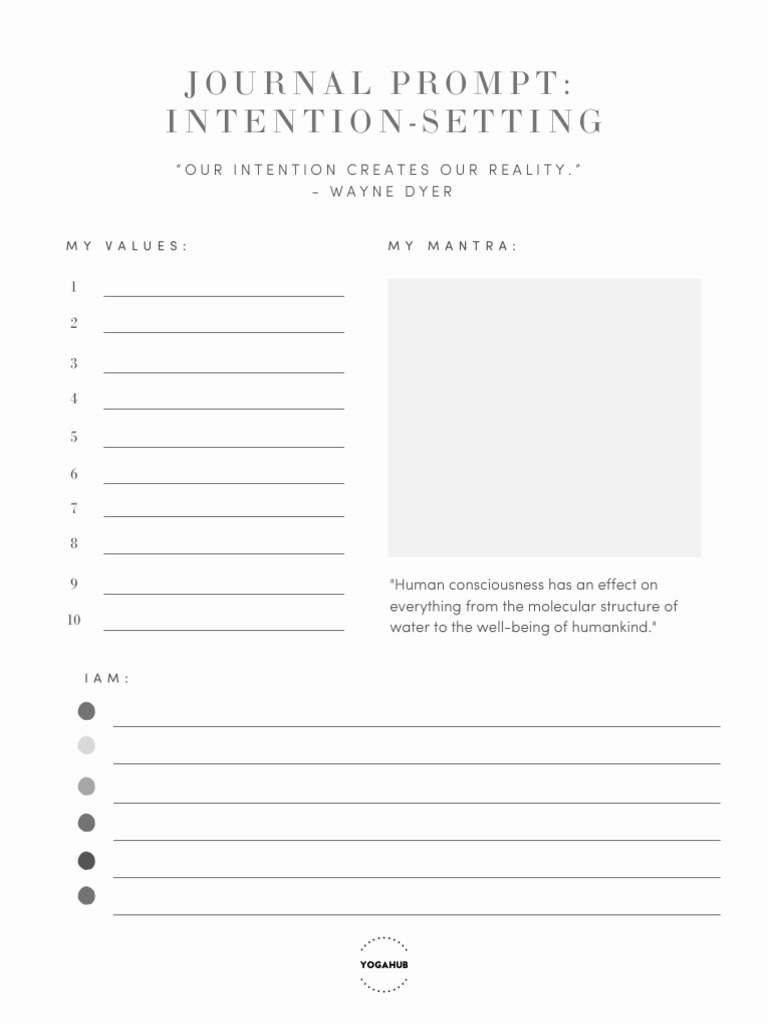 YogaHub - Intention Setting Worksheet | PDF
