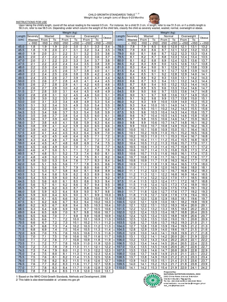 Growth Scale (0-23 Mos Boys and Girls) | PDF | Human Weight | Obesity