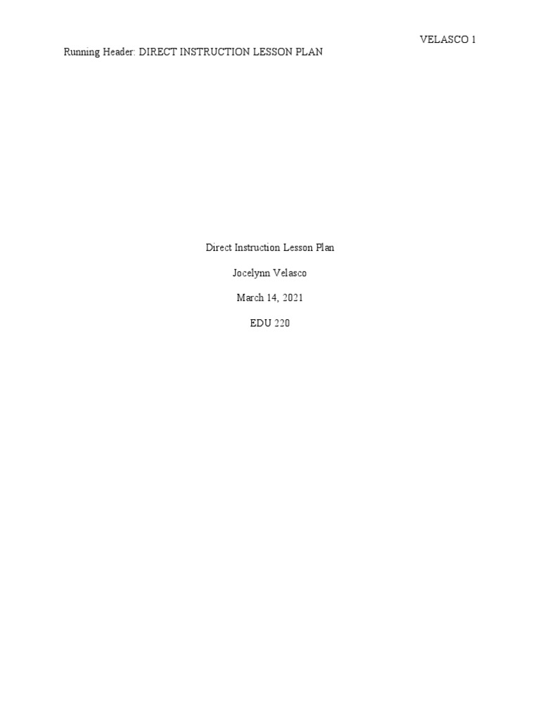 Direct Instruction Lesson Plan | PDF | Lesson Plan | Worksheet