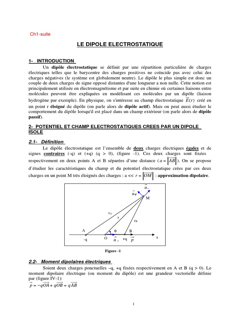 2 1 Ch1 Suite Dipole Electrostatique | PDF | Rapport temporel | Physique