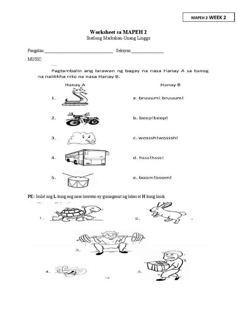 Q3 - Week 2 Worksheet MAPEH2 | PDF