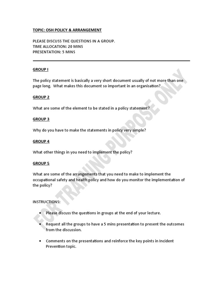 4 OSH Policy & Arrangement | PDF