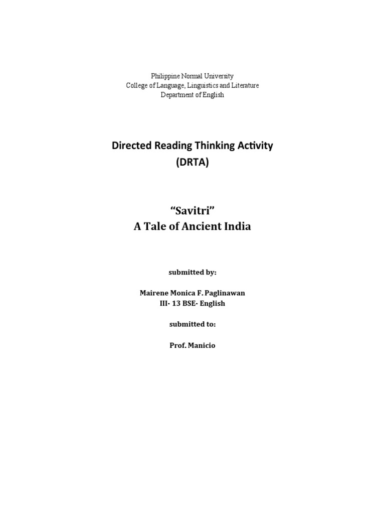 Directed Reading Thinking Activity (DRTA) | PDF | Religion And Belief