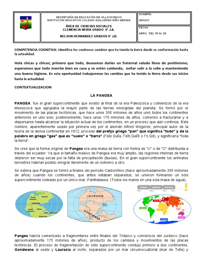 Cambios Geológicos de la Tierra: Pangea | PDF | Tierra | Ciencias de la ...