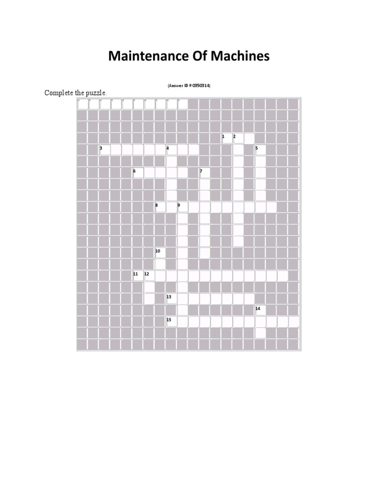 Maintenance of Machines: Complete The Puzzle | PDF