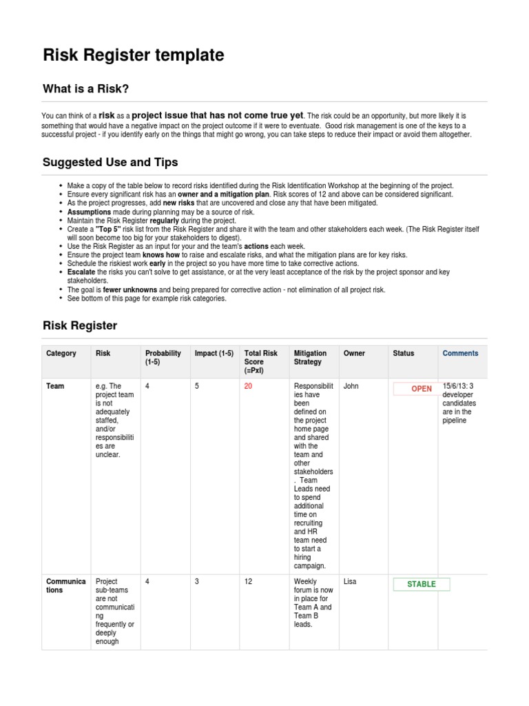 Atlassian Risk Register Template | PDF | Risk | Risk Management