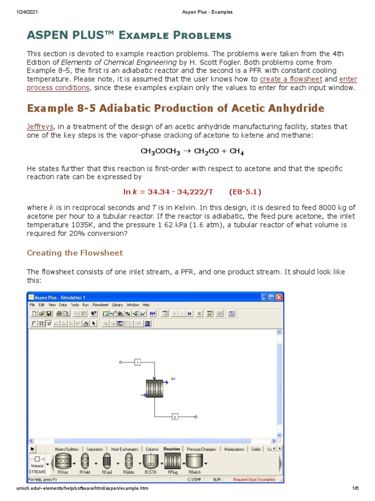 Aspen Plus - Cetic Anhyhdrate Reactors | PDF | Activation Energy ...
