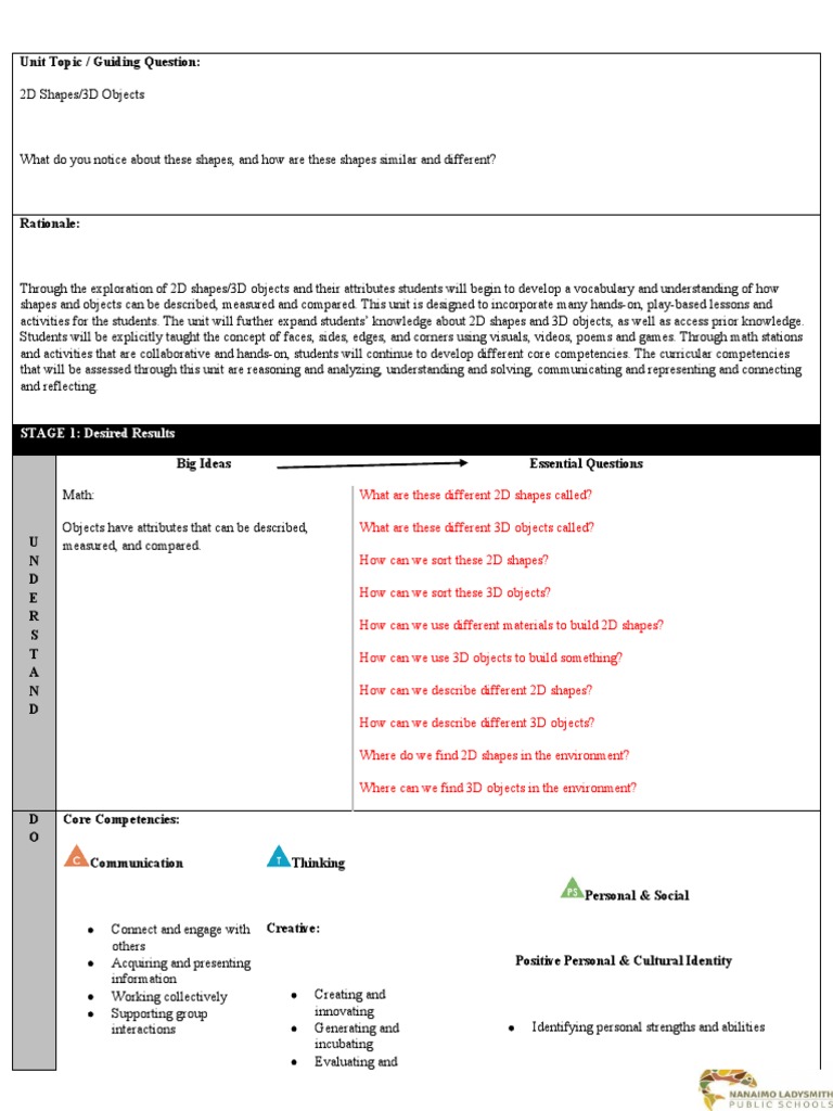 2d Shapes 3d Objects Kindergarten | PDF | Curriculum | Teaching Mathematics
