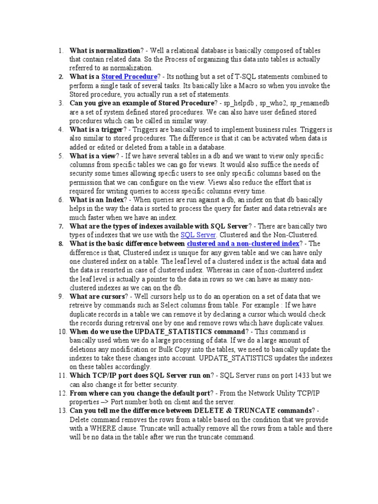 What Is A Stored Procedure Pdf Microsoft Sql Server Database Index