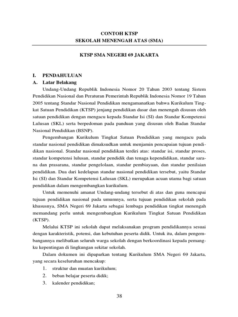 Contoh KTSP Sma 69 Jakarta | PDF