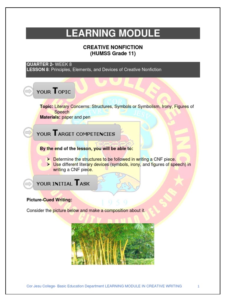Learning Module: Creative Nonfiction (HUMSS Grade 11) | PDF | Biography ...