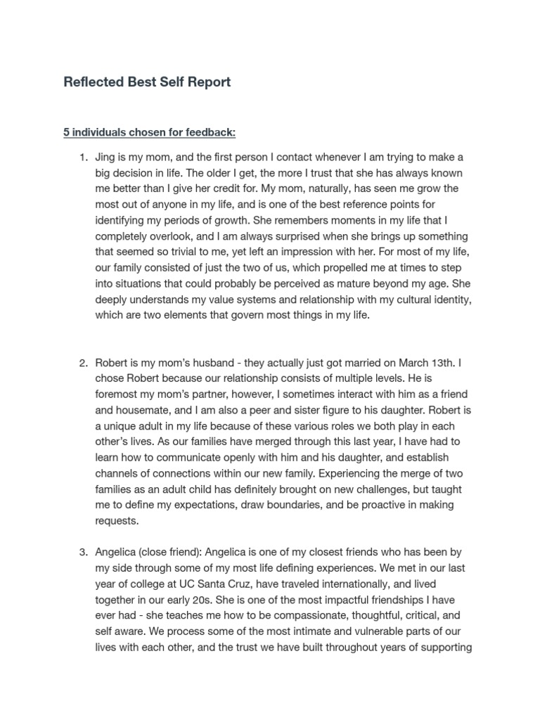 Reflected Best Self Report 1 | PDF | Compassion | Motivation