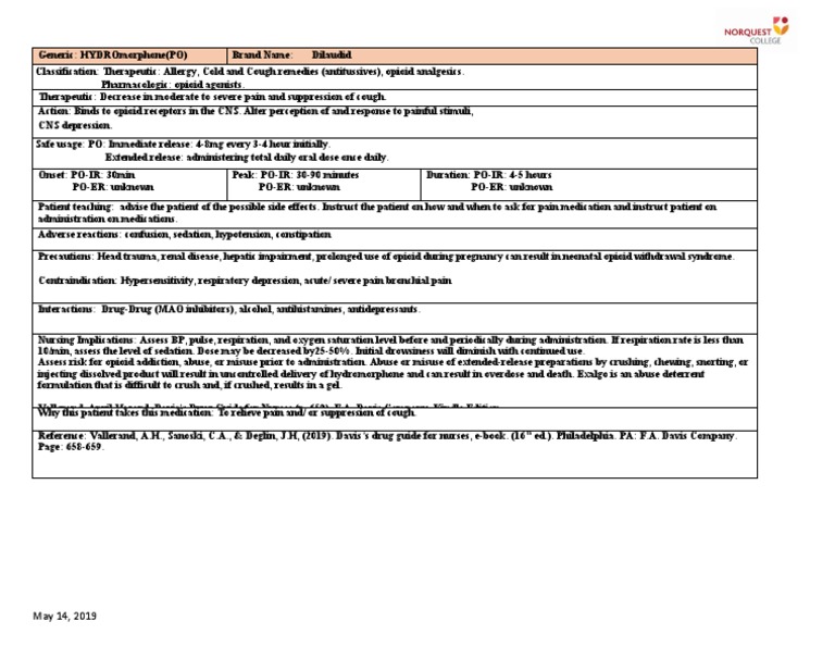 Hydromorphone (Po) | PDF | Opioid | Medicine