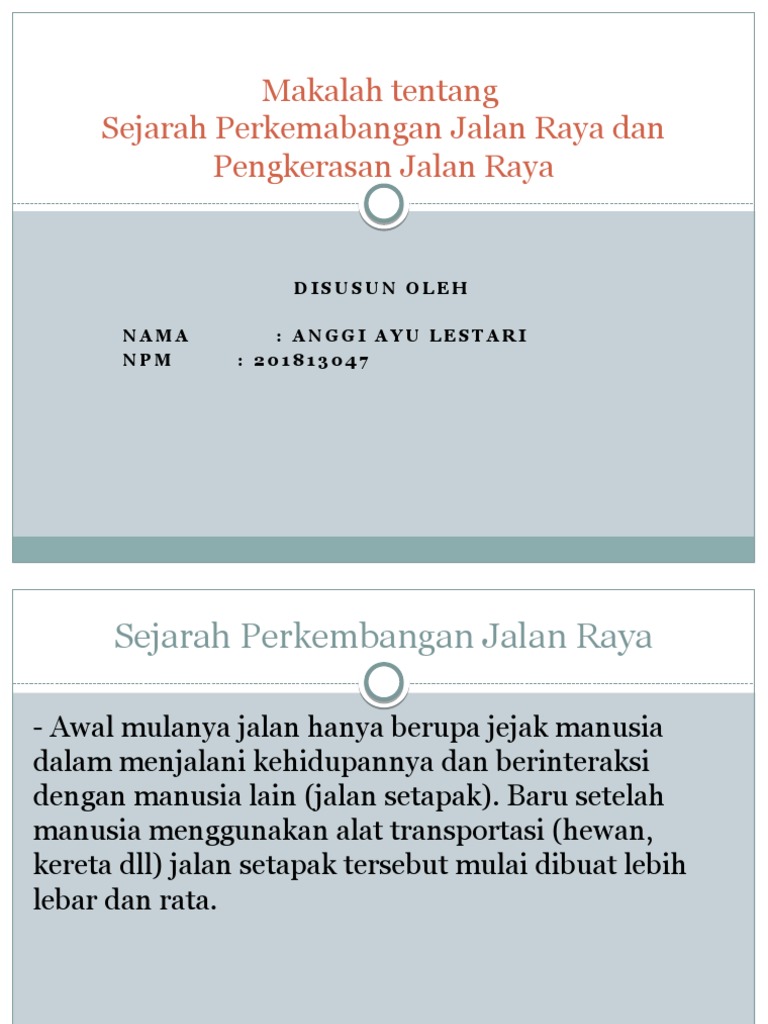 Sejarah Perkembangan Jalan Raya Dan Perkerasan Jalan Raya | PDF