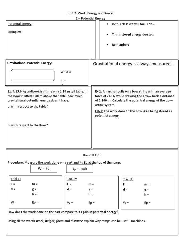 Notes - 2 - Potential Energy | PDF | Potential Energy | Temporal Rates