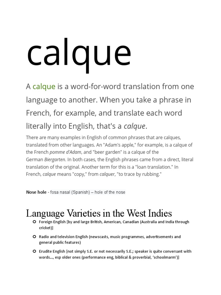What is a calque in language translation | PDF
