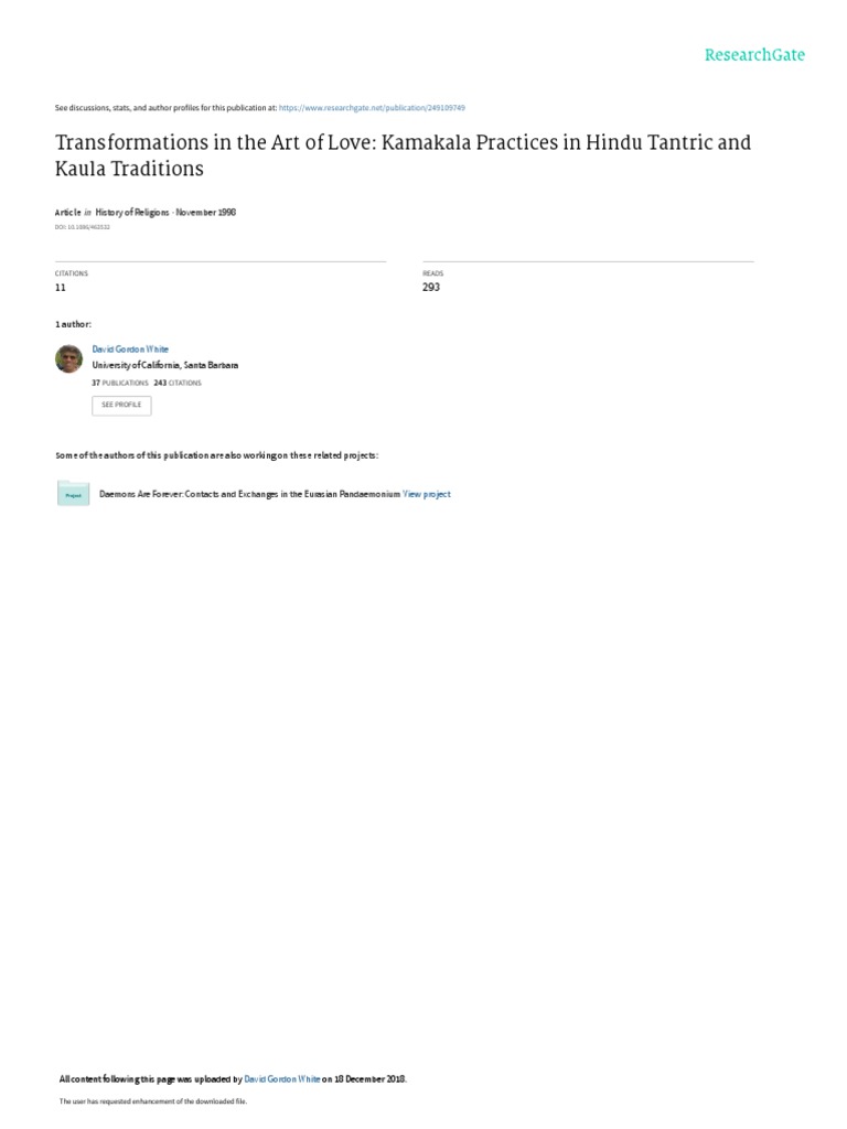 Transformations in The Art of Love: Kamakala Practices in Hindu Tantric ...