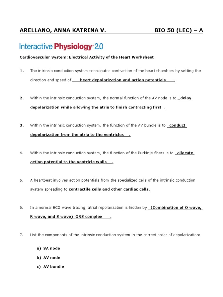 ARELLANO PHBIO IP2 Electrical Activity of The Heart | PDF | Thorax ...