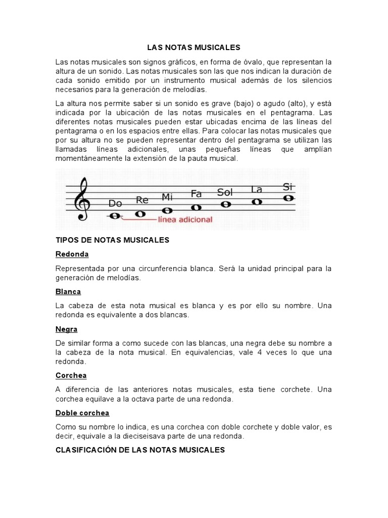 Las Notas Musicales | PDF | Notación musical | Musicología