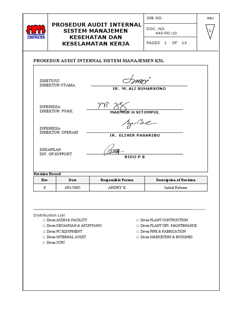Prosedur Audit Internal K3L | PDF | Bisnis | Teknologi & Rekayasa