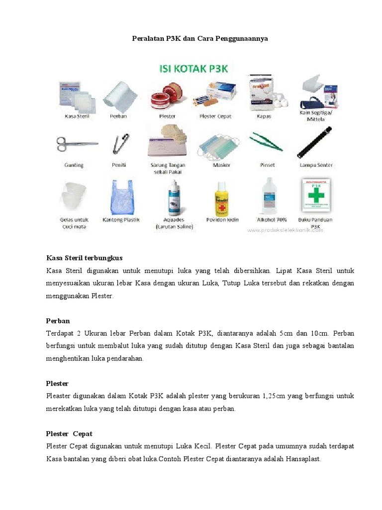 Peralatan P3K Dan Cara Penggunaannya | PDF