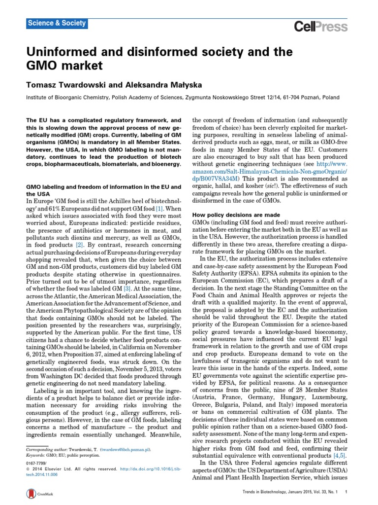 Uninformed and Disinformed Society and The GMO Market | PDF ...