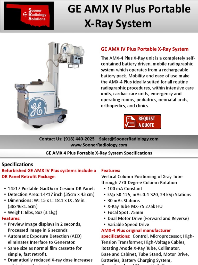 GE AMX 4 Plus Portable X-Ray System Brochure | PDF | Battery Charger ...