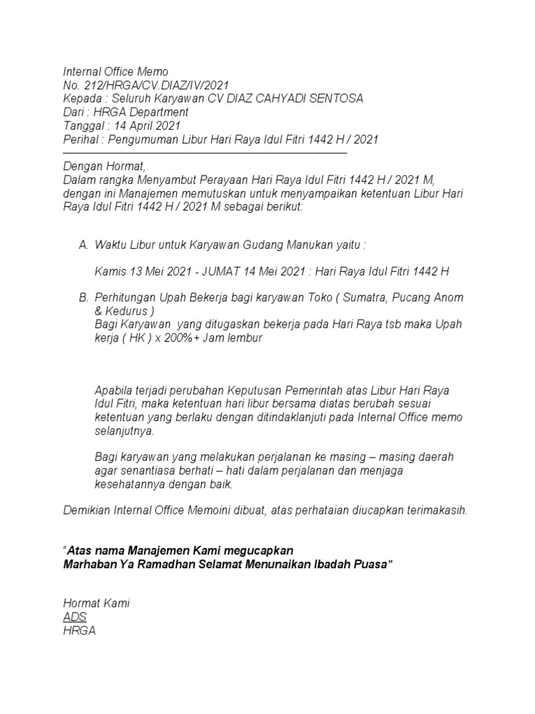 Internal Office Memo | PDF