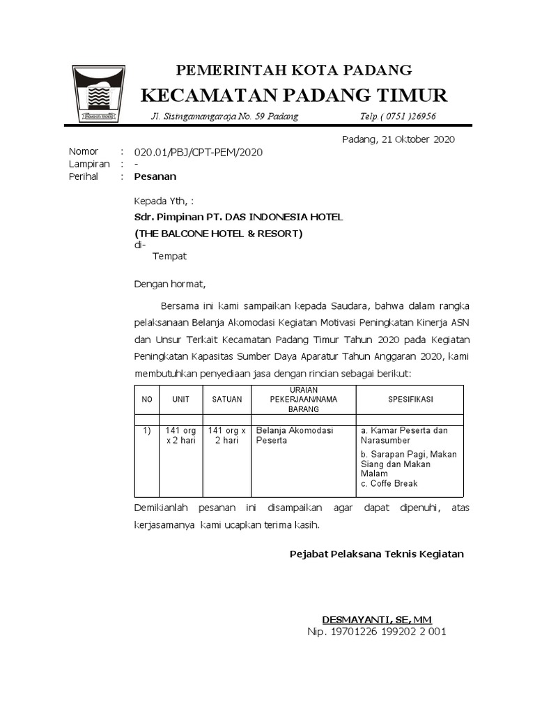 Pesanan B. Akomodasi 2020 | PDF